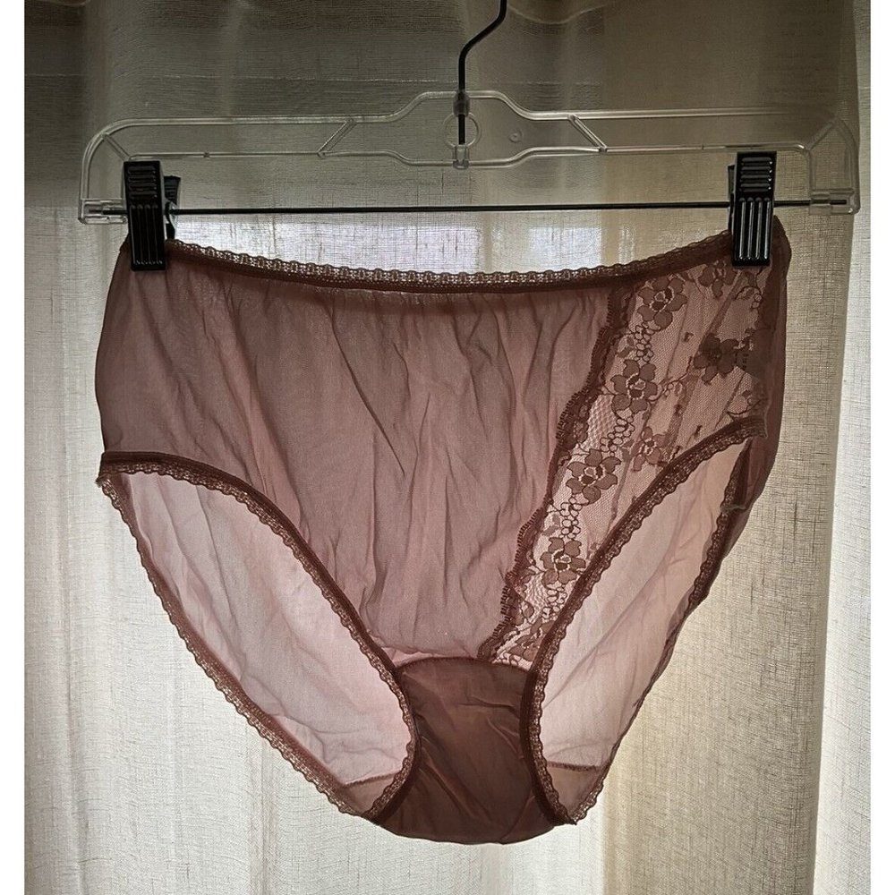 Vtg 70s Sheer Nylon Lace Mushroom Gusset Brief Granny… - Gem
